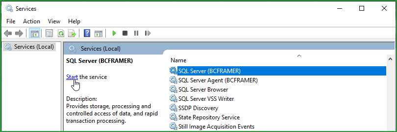 Unable to launch BC Framer: "Your Primary SQL Server Database is not ...
